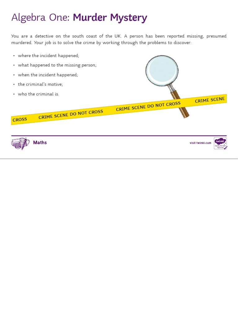 Algebra Murder Mystery Activity | PDF