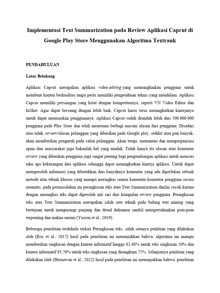 Implementasi Text Summarization Pada Review Aplikasi Capcut Di Google ... Implementasi Text Summarization Pada Review Aplikasi Capcut Di Google ...