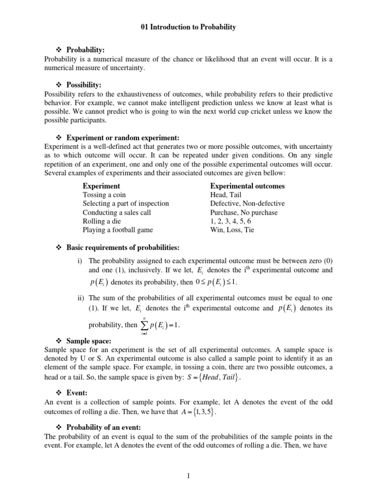 01 Introduction To Probability PDF | PDF | Probability | Mathematical ...