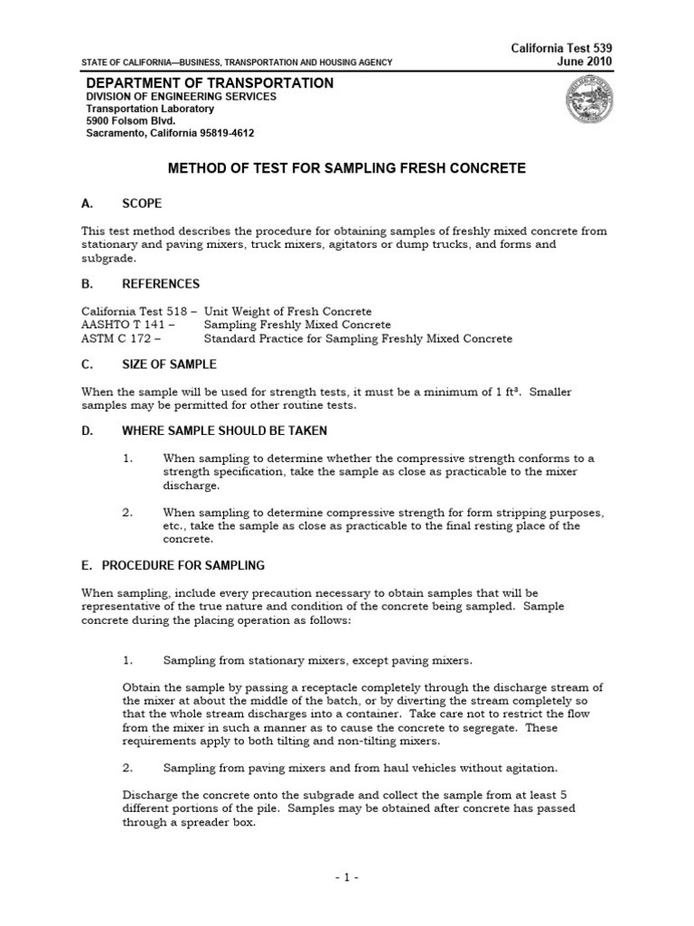 Concrete Sampling Guidelines | PDF