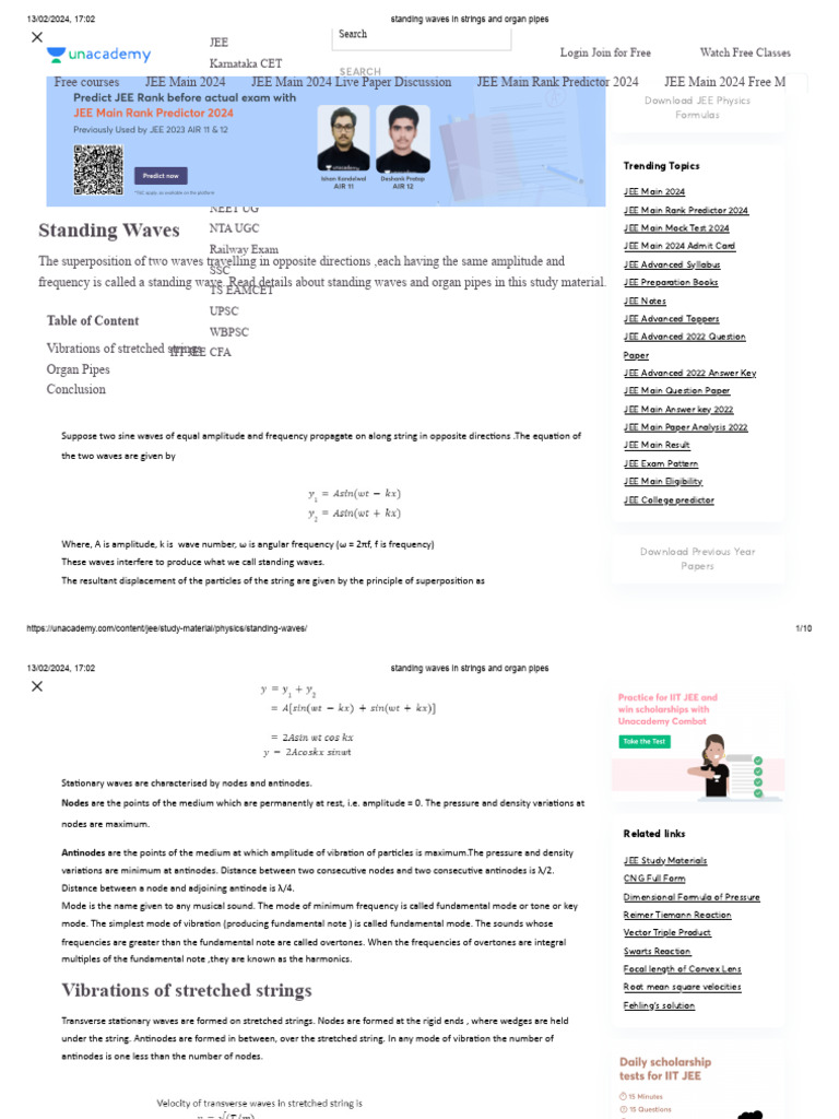 Standing Waves in Strings and Organ Pipes | PDF | Normal Mode | Waves