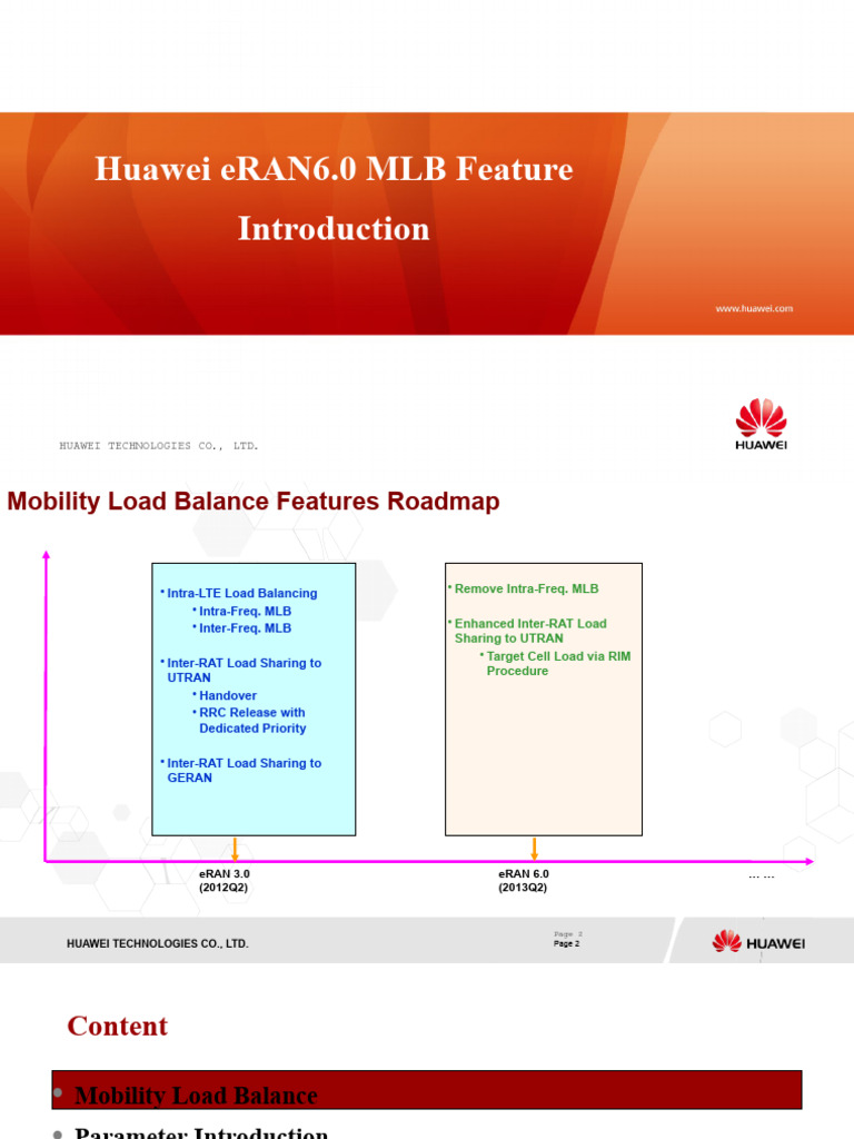 SPD - Huawei ERAN6.0 MLB Feature Introduction | PDF | Radio Resource Management | Computing