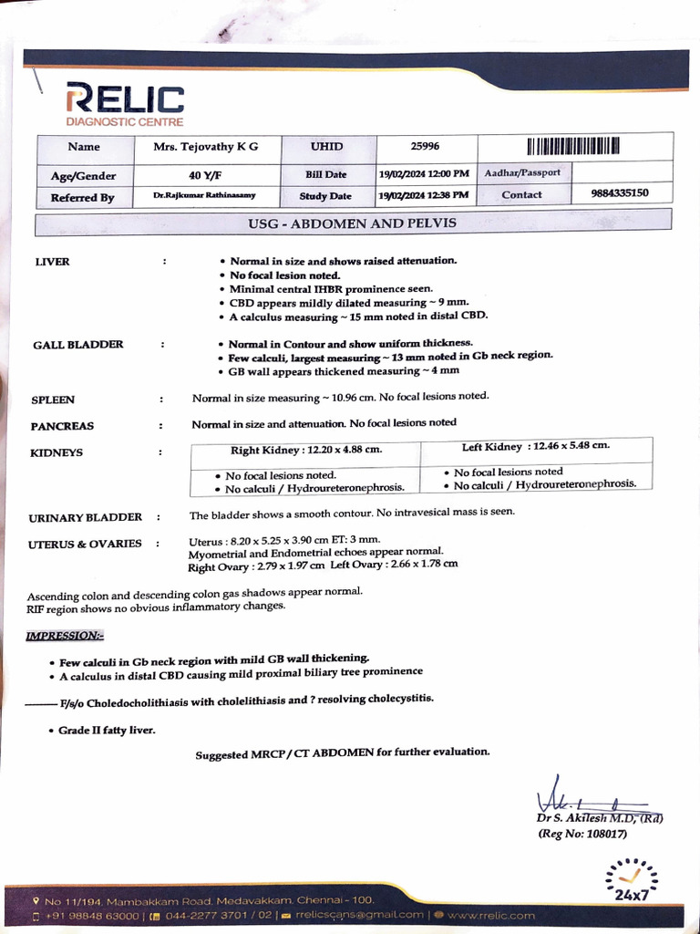 Abdomen and Pelvis Ultrasound Report | PDF | Abdomen | Anatomy