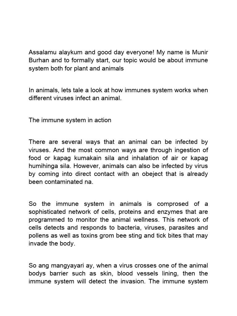 Immune System of Animals | PDF