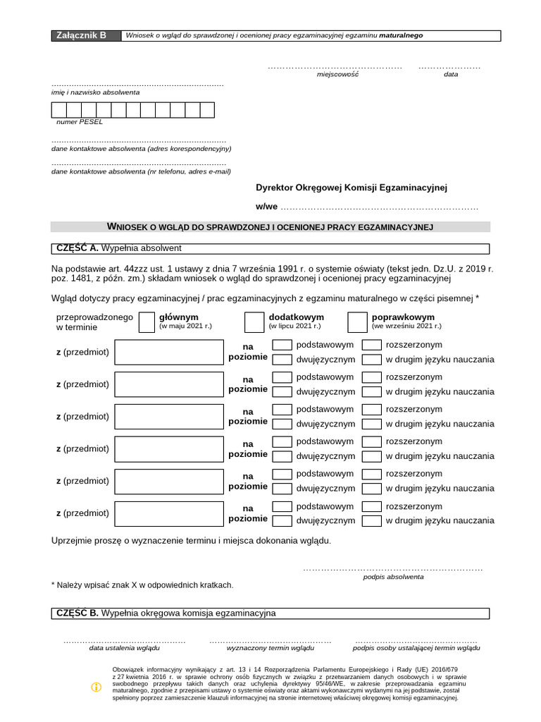 Wniosek o Wglad Ogolny | PDF