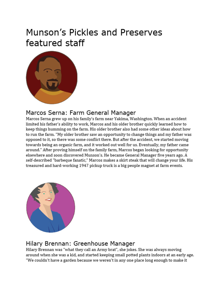 L1 T2 Try1 Munsons Featured Staff Profiles Starter | PDF
