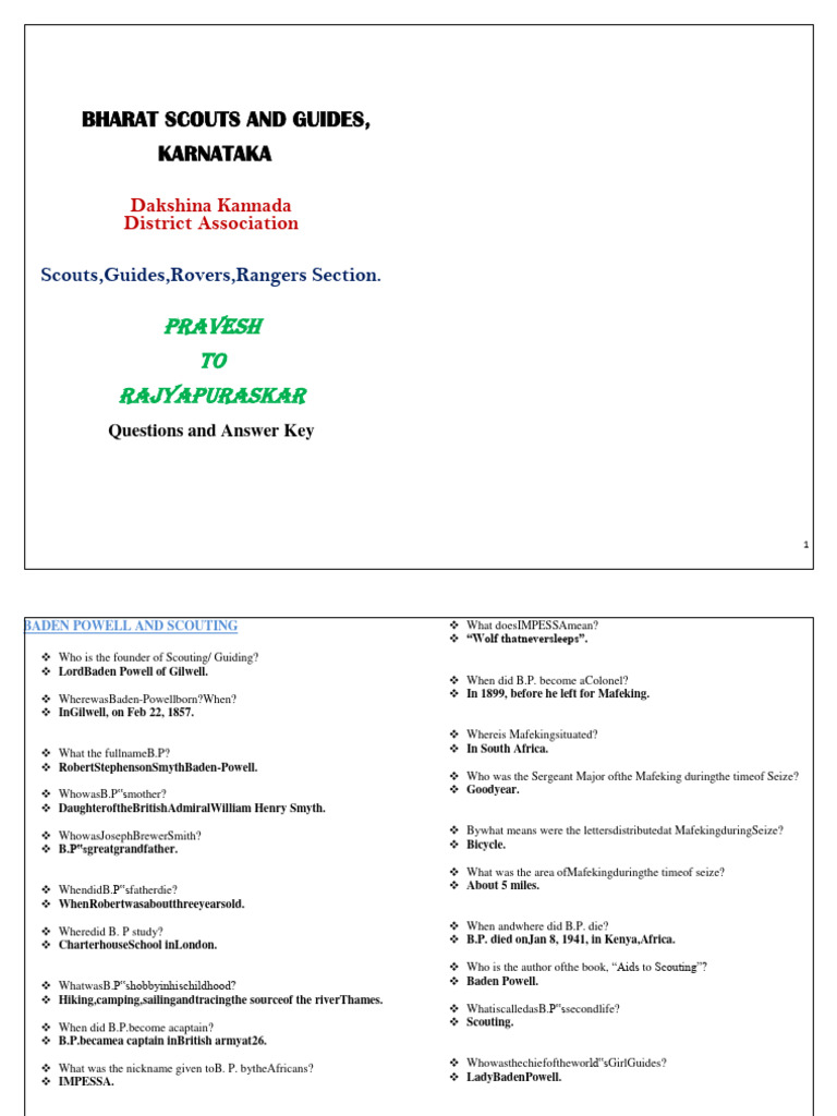 Question Bank | PDF | Scouting | Youth Movements