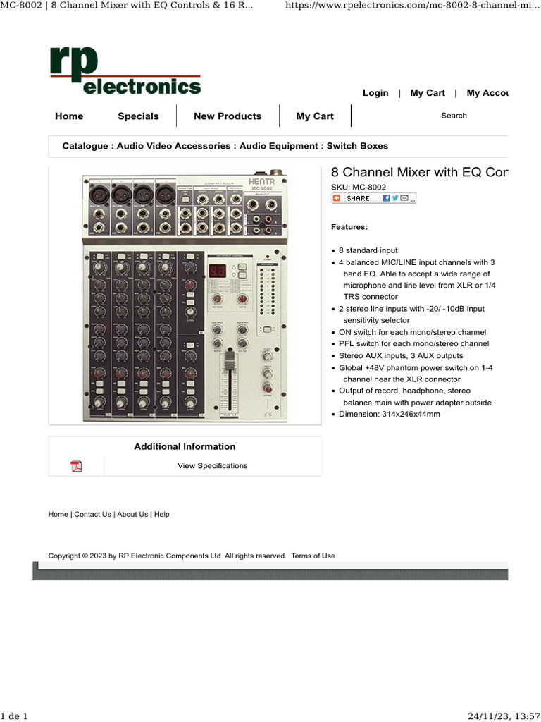 MC-8002 Mixer 2 | Download Free PDF | Sound Recording | Sound Production Technology