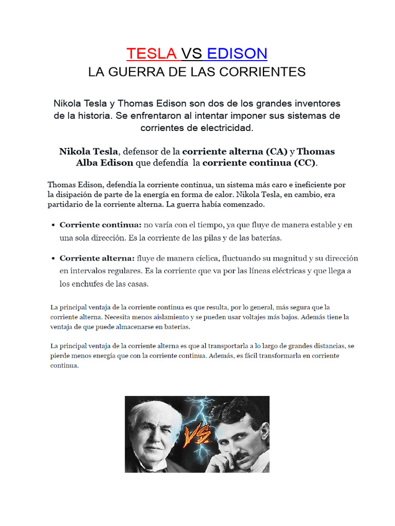 Guerra de Corrientes: Tesla vs Edison | PDF