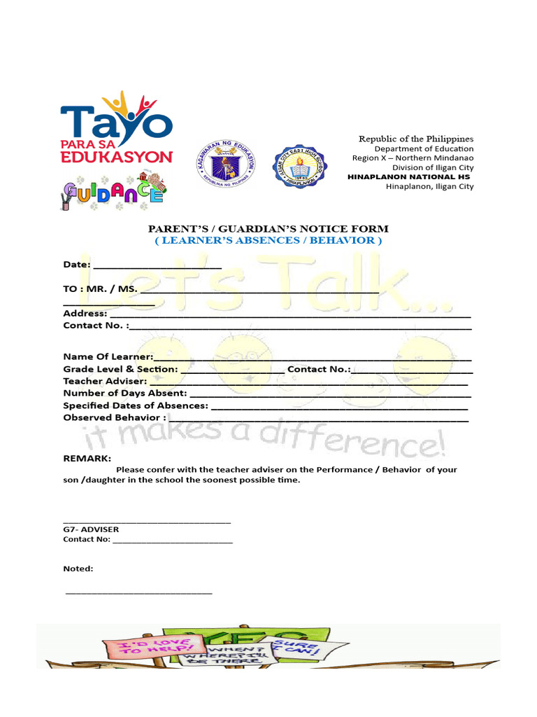 Notice of Absences | PDF | Social Institutions