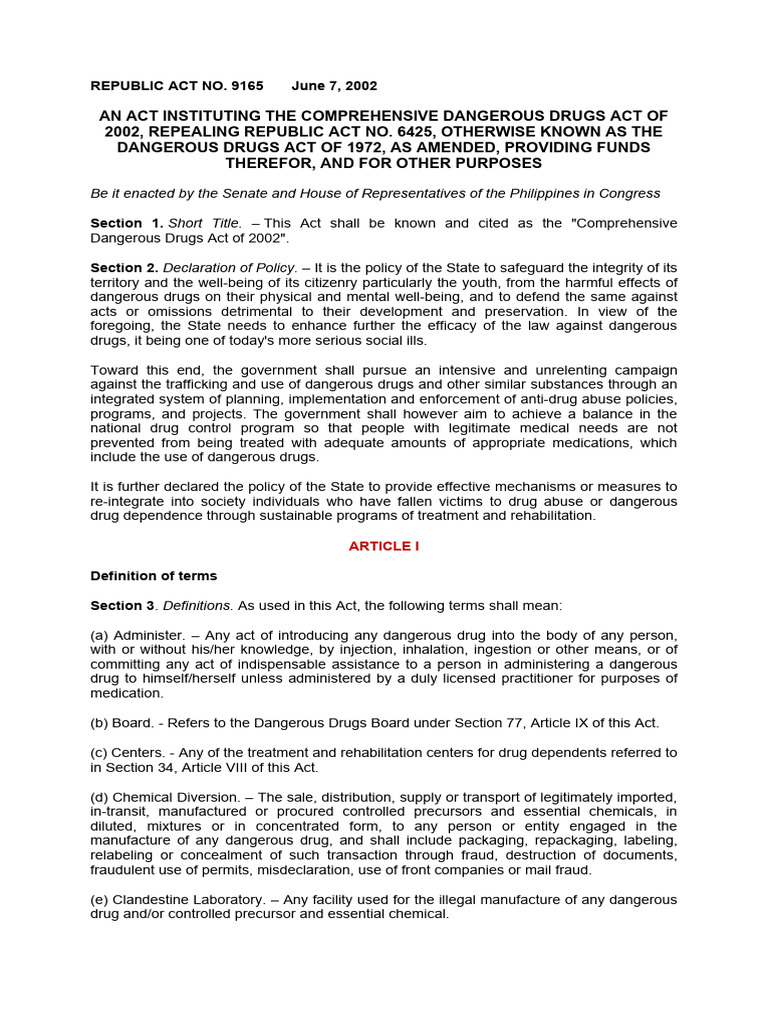 Ra 9165.uc | Download Free PDF | Psychoactive Drugs | Asset Forfeiture