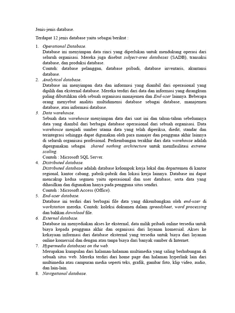 Jenis Jenis Database | PDF