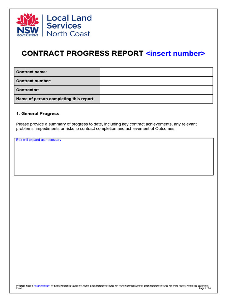 9 4 Annex A Contract Progress Report Template | PDF | Occupational ...