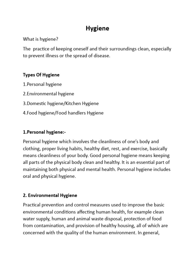 Hygiene NOTES TO | PDF | Hygiene | Food Safety