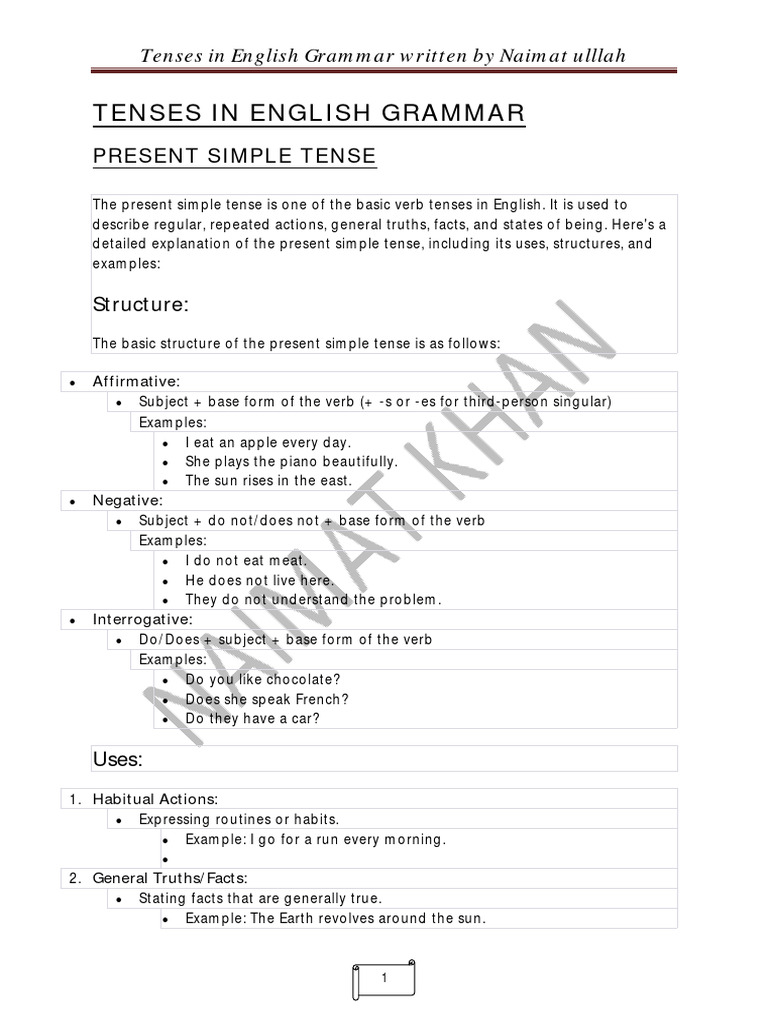 Understanding English Tenses Explained | PDF