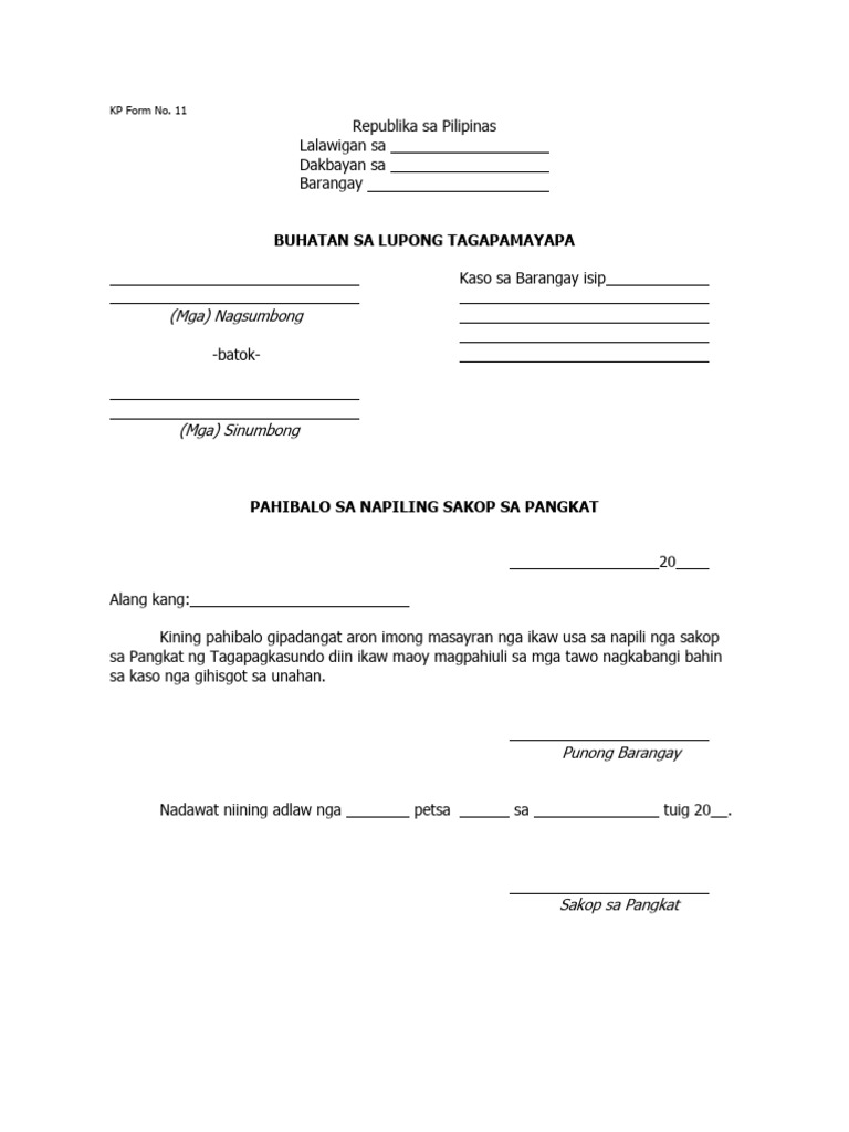 11 KP Form NOTICE TO CHOSEN PANGKAT MEMBER | PDF