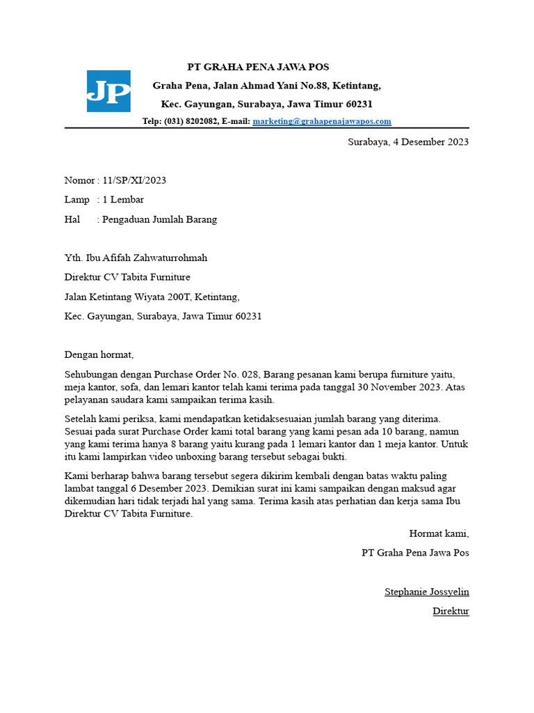 Surat Pengaduan | PDF