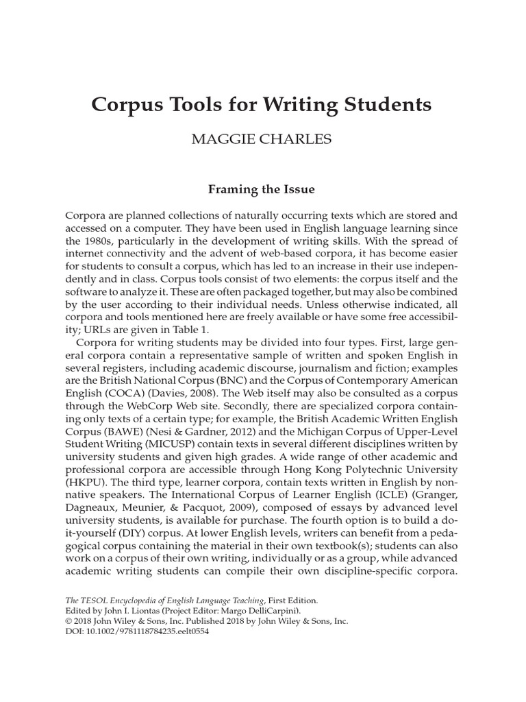 Corpus Based Writing Tools Students | PDF | Word | Vocabulary