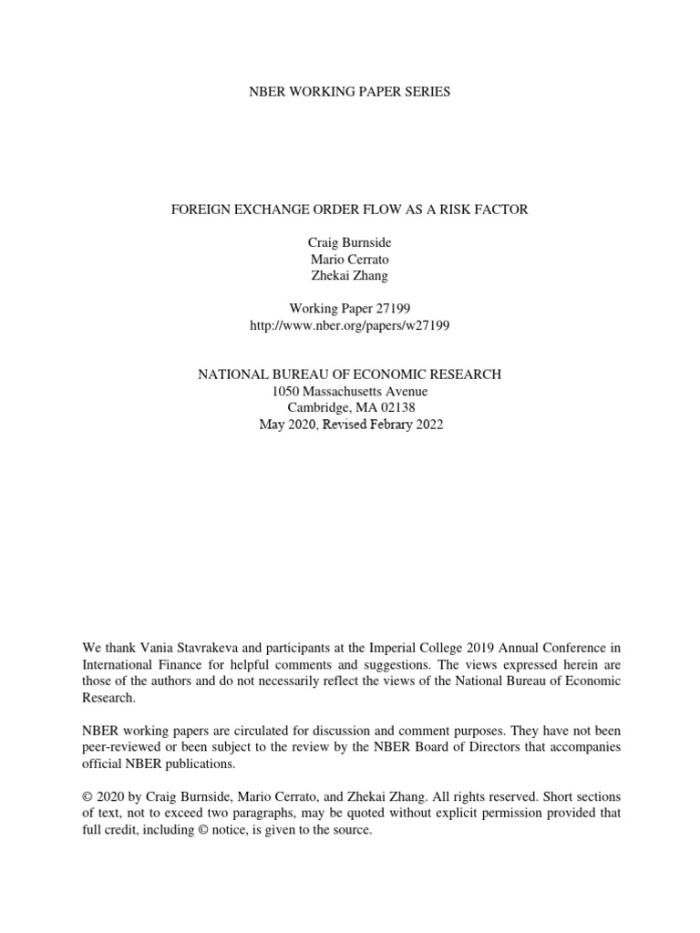 Foreign Exchange Order Flow As A Risk Factor | PDF | Financial Risk ...