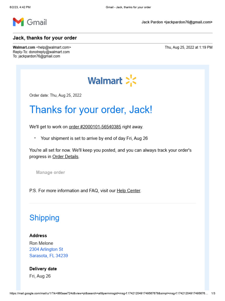Thanks For Your Order, Jack!: Shipping | PDF