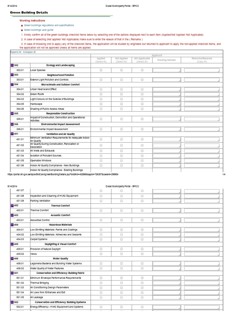 Municipality Portal - GREEN REGULATIONS CHART | PDF