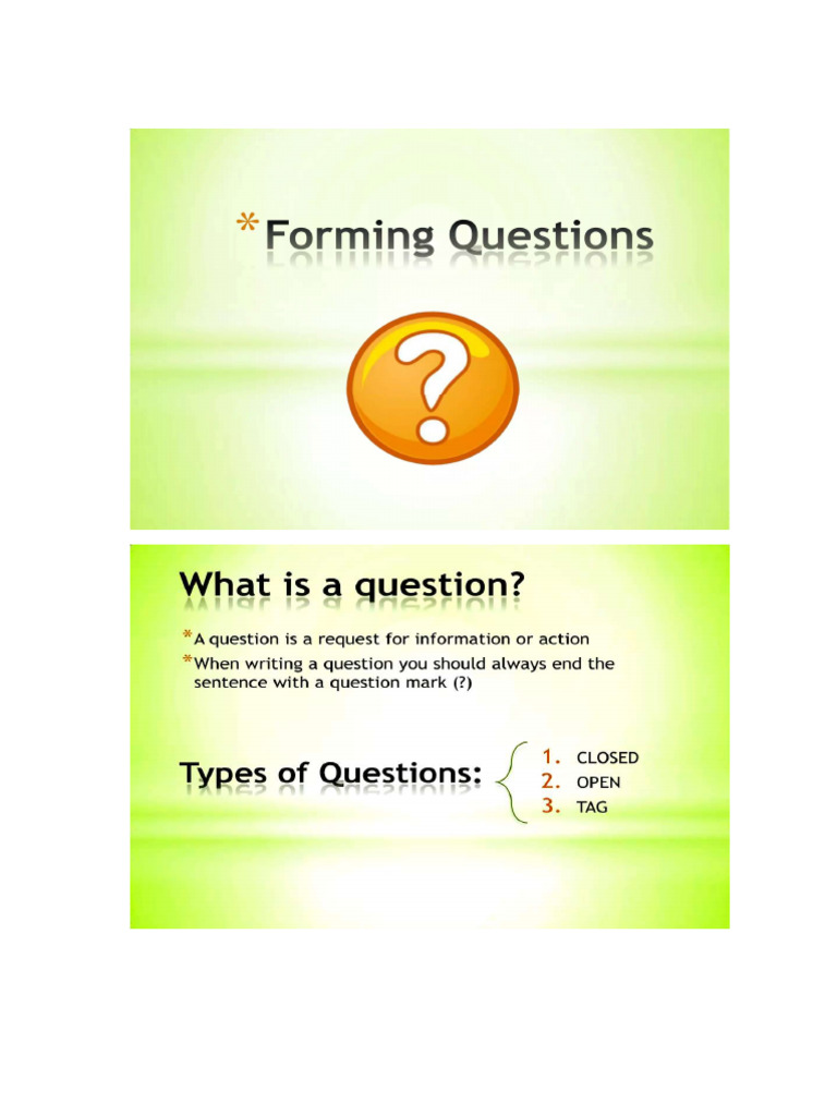 Questions Formation | PDF