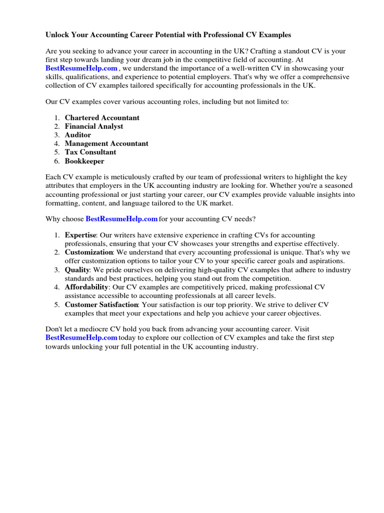 Cv Examples Uk Accounting | PDF | Accounting | Résumé