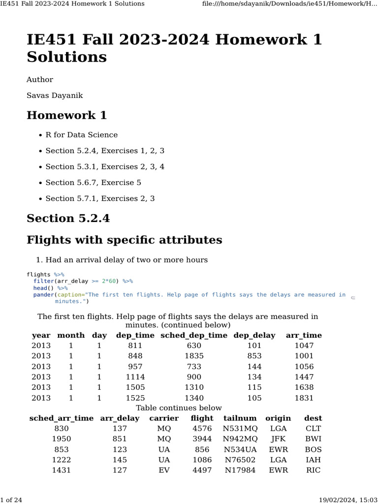 IE451 Fall 2023-2024 Homework 1 Solutions | PDF | United Airlines ...