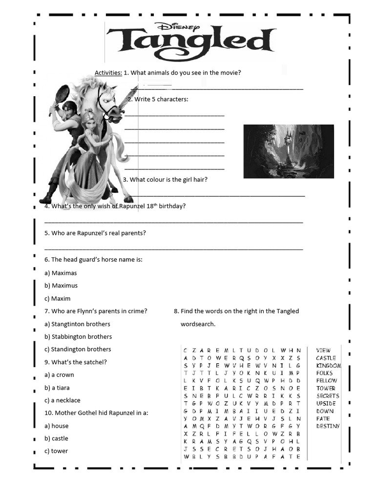 Tangled Movie Quiz for Kids | PDF