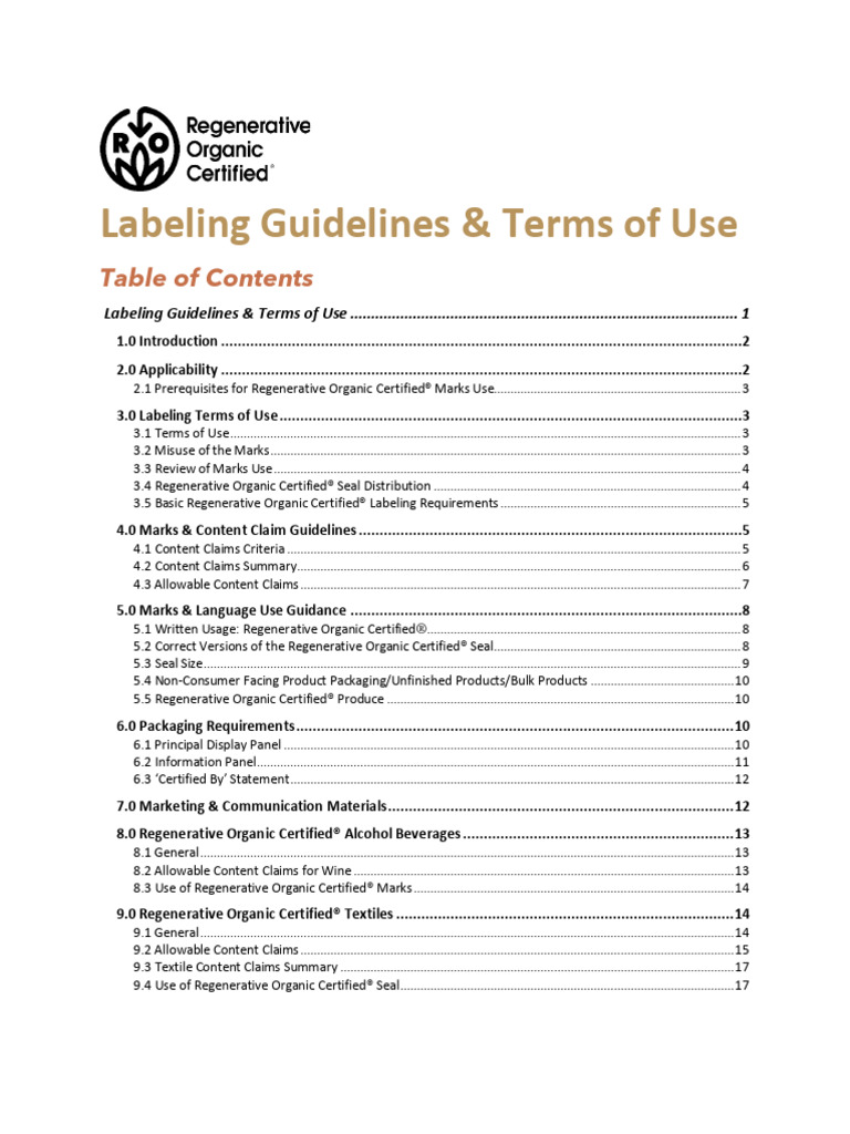 Labeling Guidelines Terms of Use | PDF | Food And Drink