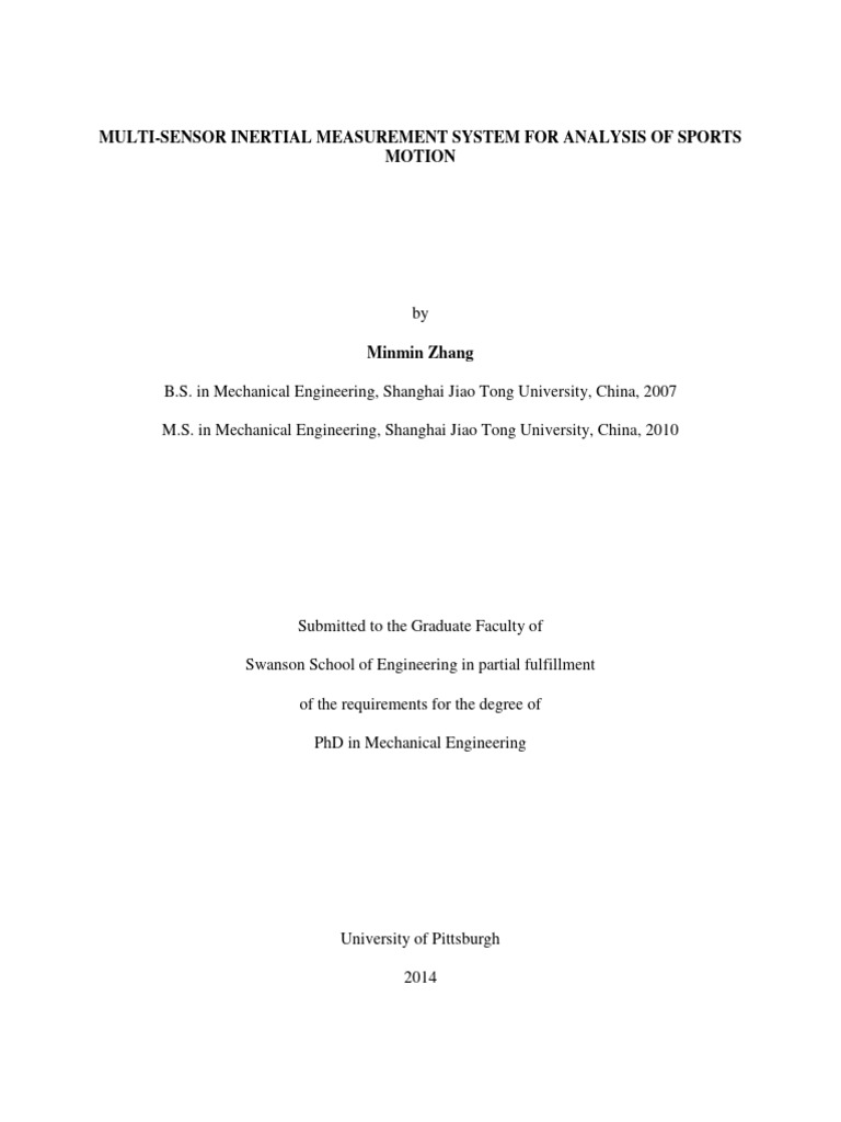 Multi-Sensor Inertial Measurement System For Analysis of Sports Motion | PDF | Inertial ...