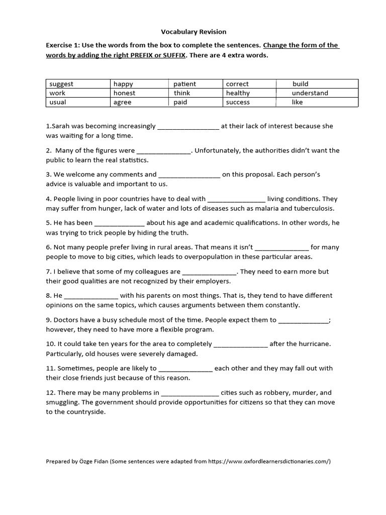 A Level Vocabulary Revision (Prefix Suffixes) | PDF