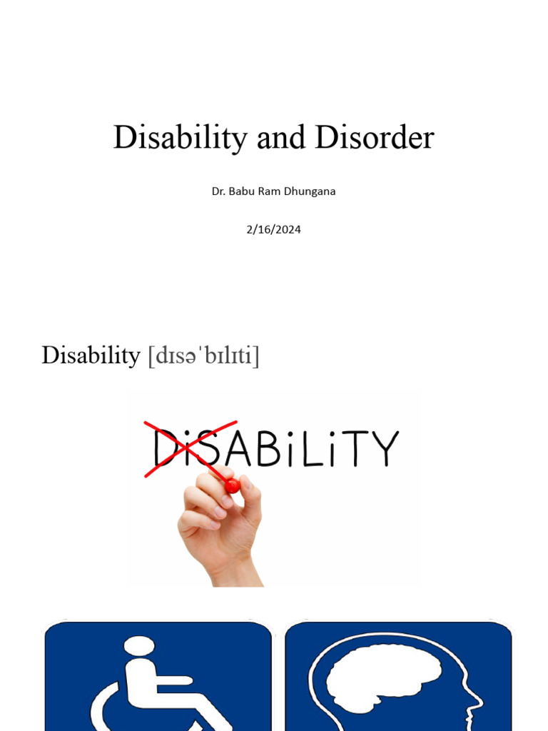 Disability and Disorder | PDF | Disability | Psychology