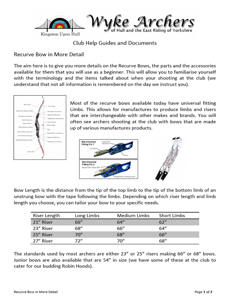 Recurve Bow in More Detail | PDF | Bow And Arrow | Archery