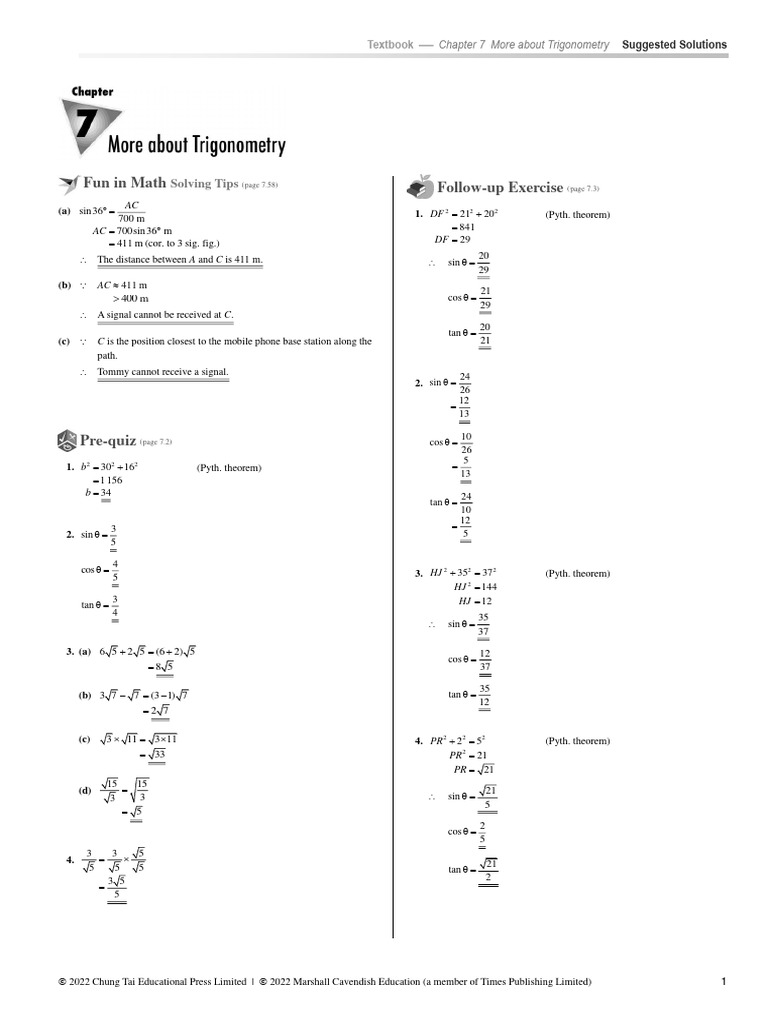 Chapter 7 Textbook Solution | PDF | Trigonometry | Geometry