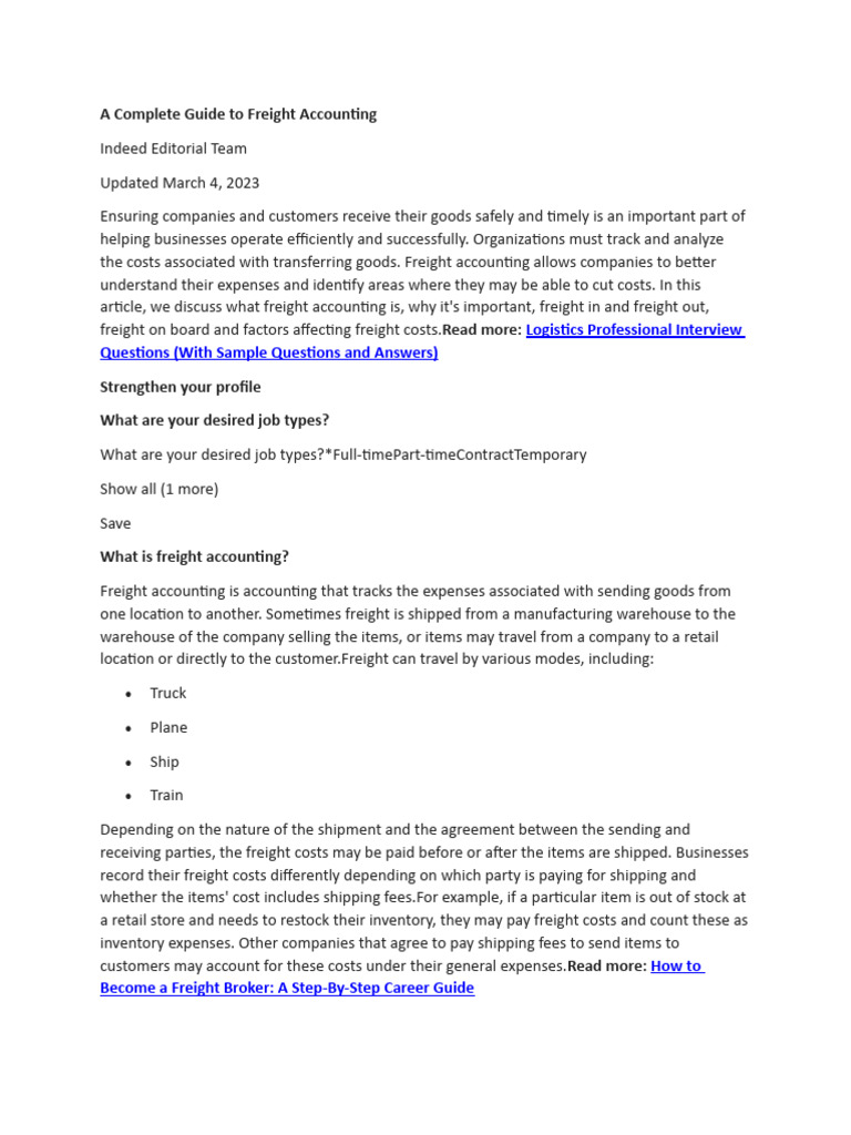 Understanding Freight Accounting Basics | PDF | Cargo | Service Industries