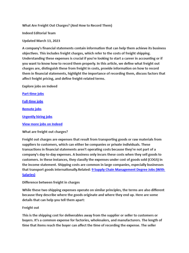 Understanding Freight In and Out Charges | PDF | Economies | Business