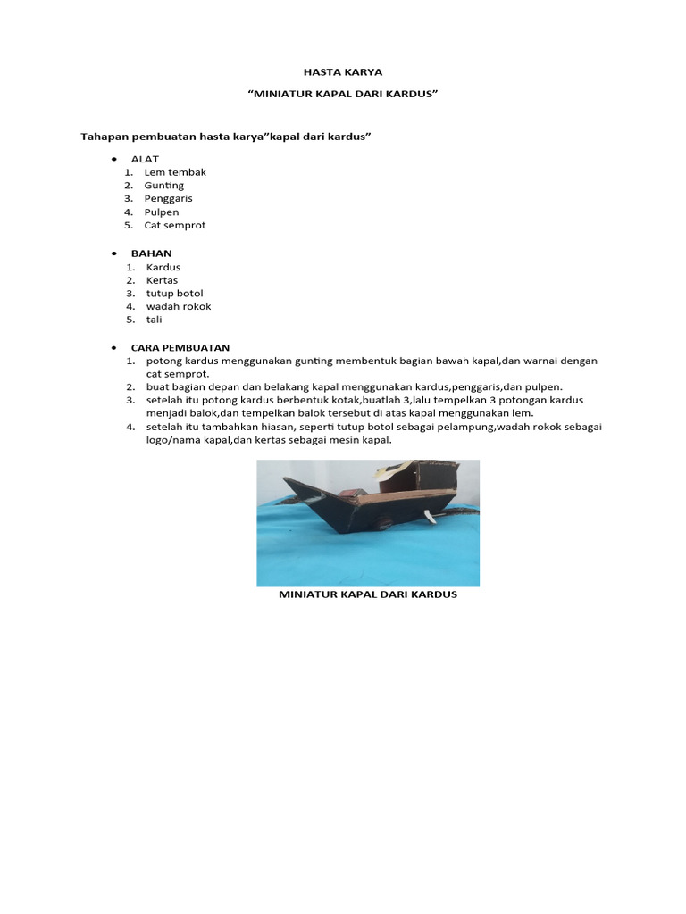 Miniatur Hasta Karya dari Kardus | PDF