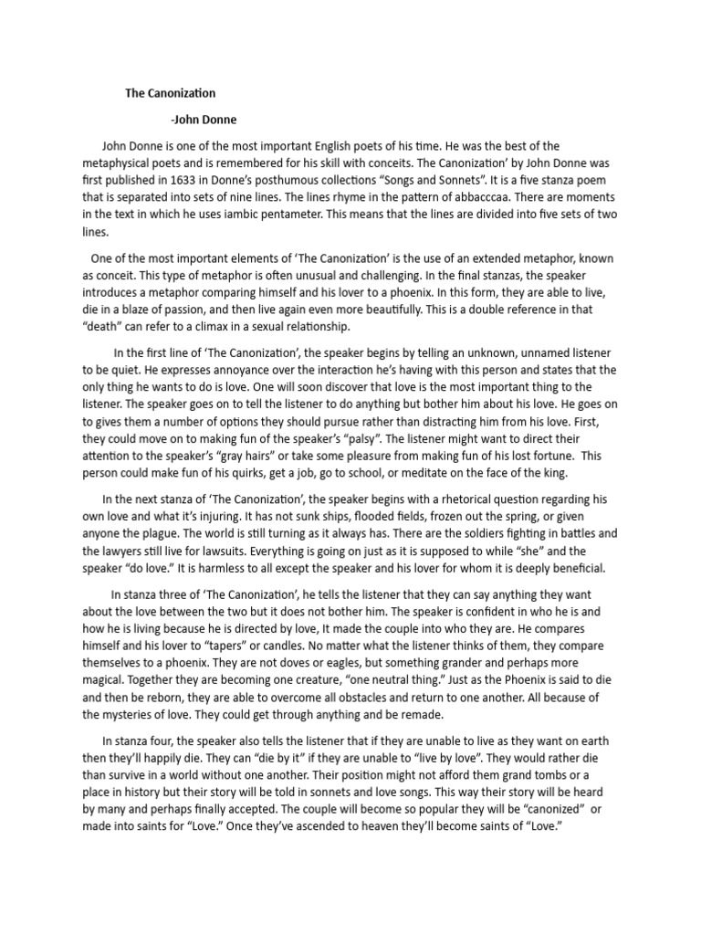 Canonization by John Donne | PDF | Poetry