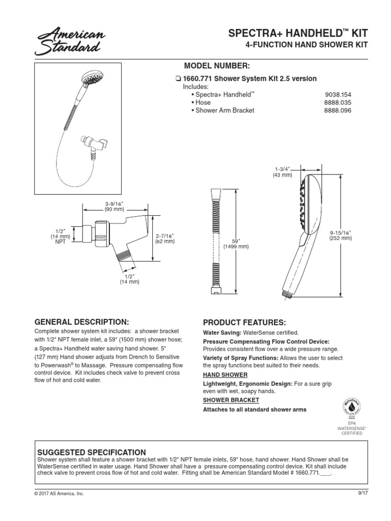 Spec Sheet 012611606625 | PDF | Shower | Tools