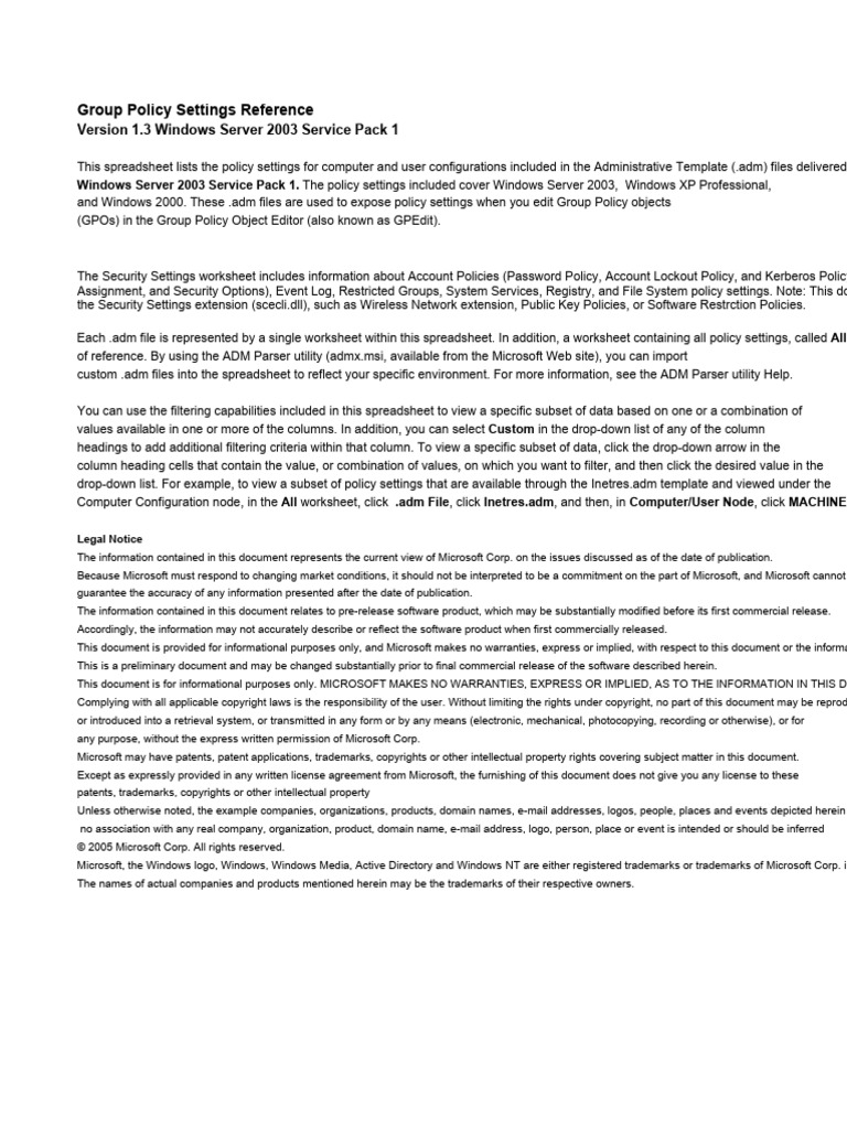 MS Windows PolicySettings | Download Free PDF | Microsoft Windows ...