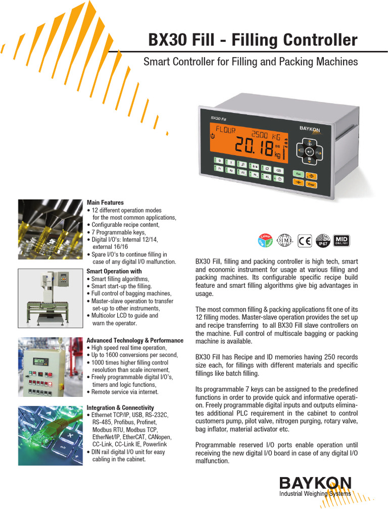 Baykon bx30 Fill Filling Controller Catalogue | PDF | Programmable Logic Controller | Analog To ...