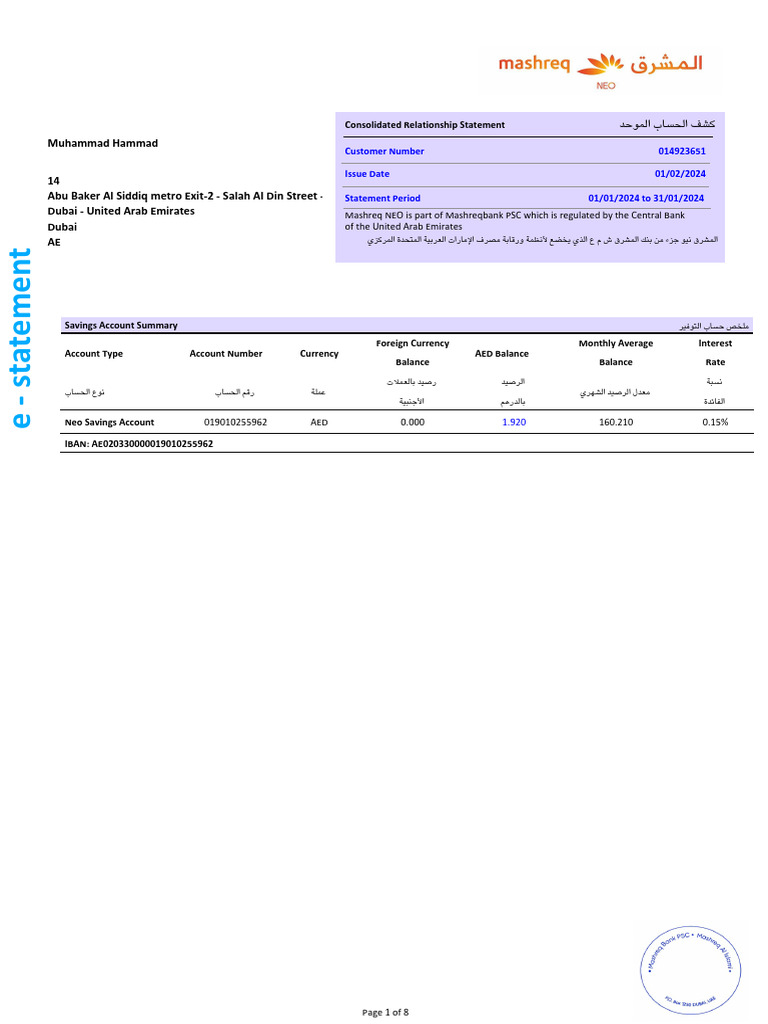 Estatement - 01 Feb 2024 - 1708262406490 | PDF | Banks | Debit Card