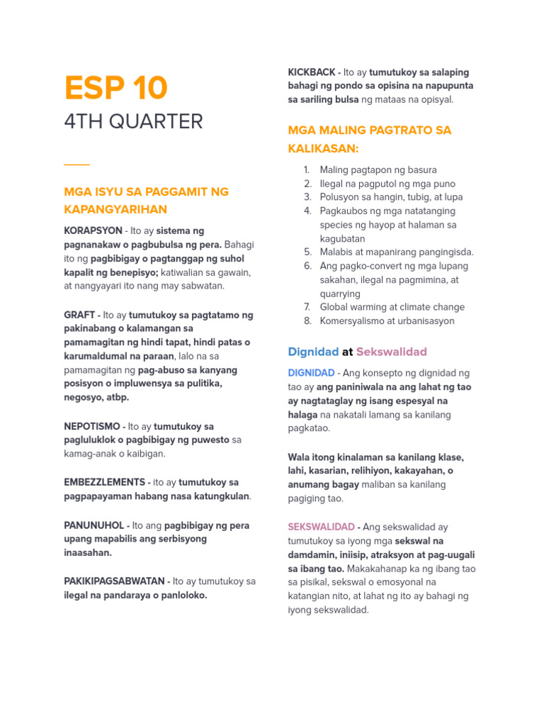 Esp 4TH Quarter | PDF