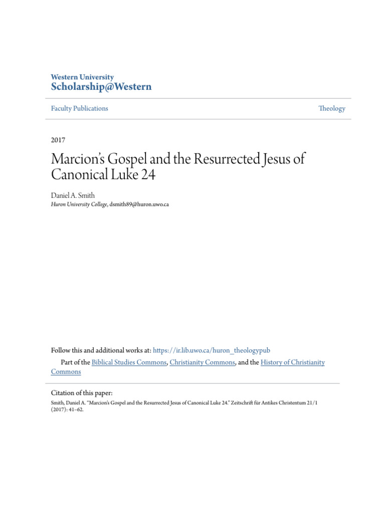 Marcion - S Gospel and The Resurrected Jesus of Canonical Luke 24 | PDF ...