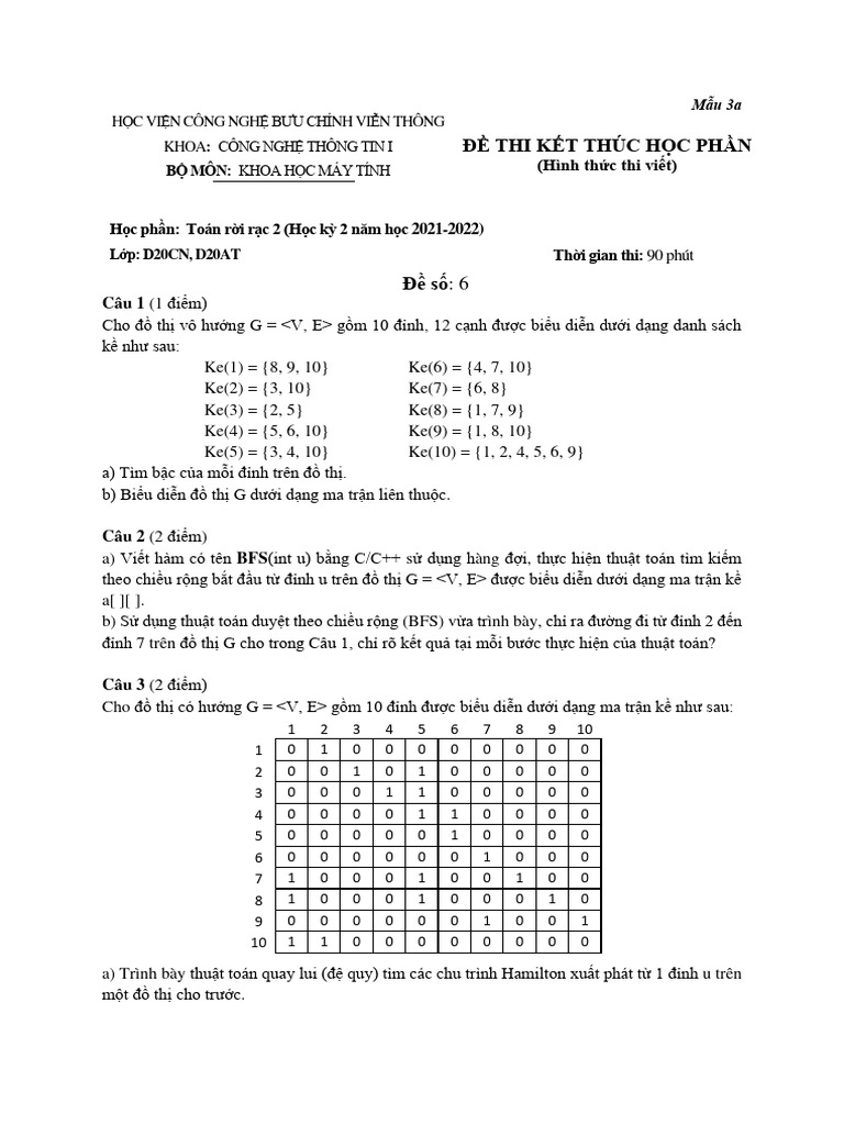 DeThiTRR2 De6 Rev | PDF