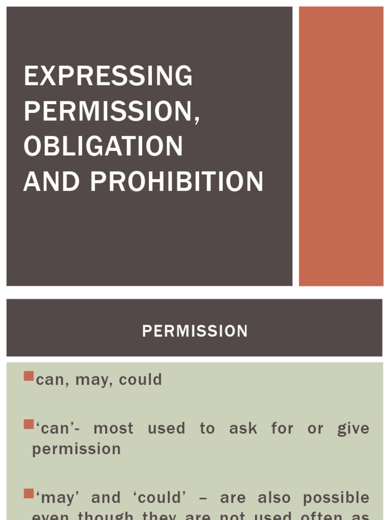 Modal Verbs Permission Obligation and Prohibition | PDF