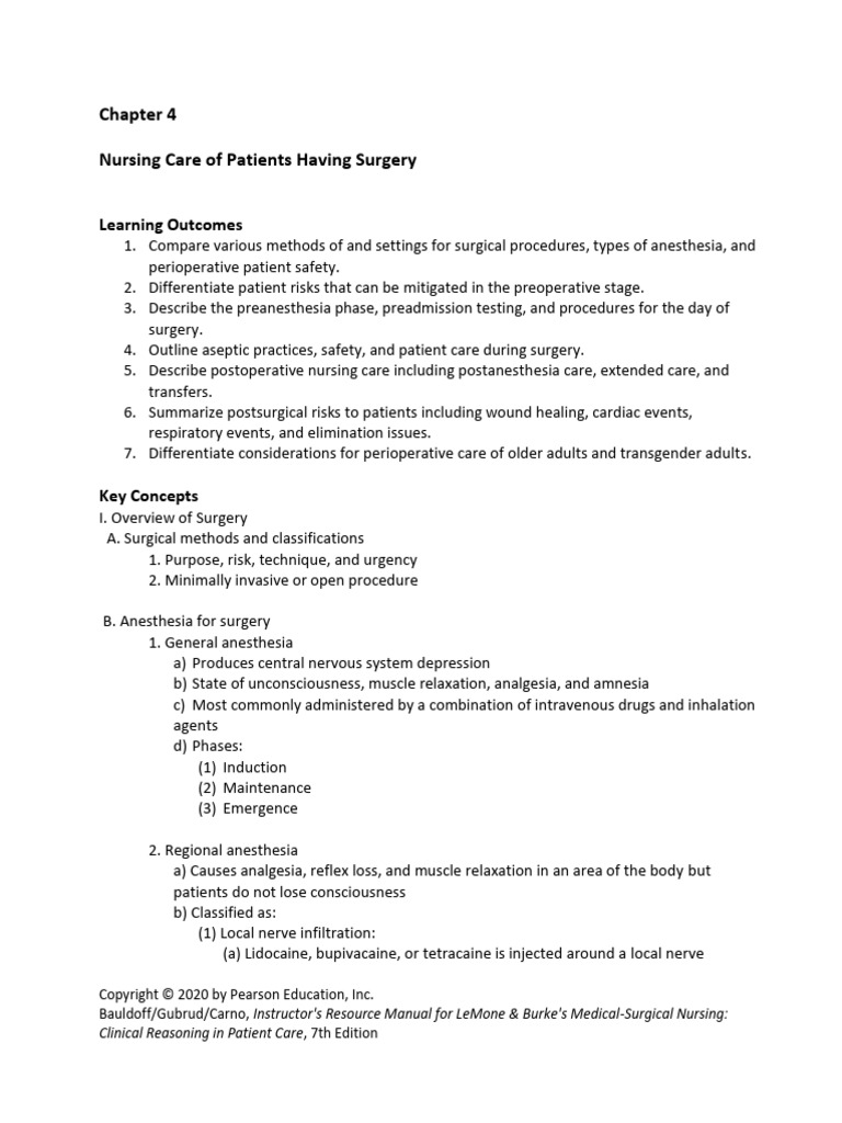 Nursing Care of Patients Having Surgery | PDF | Anesthesia | Surgery