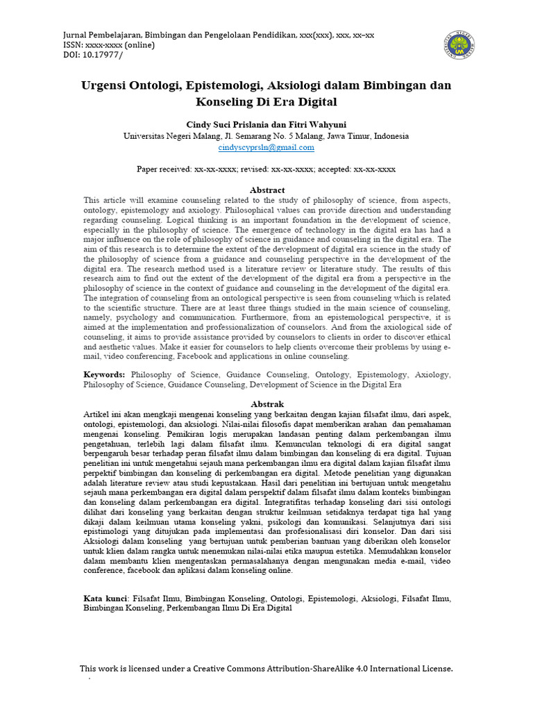 Filsafat Ilmu dalam Konseling Digital | PDF