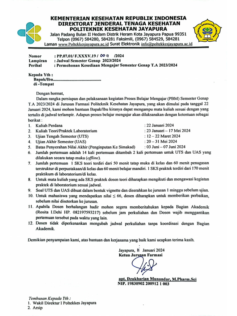 Jadwal Semester Genap 23 24 Pdf